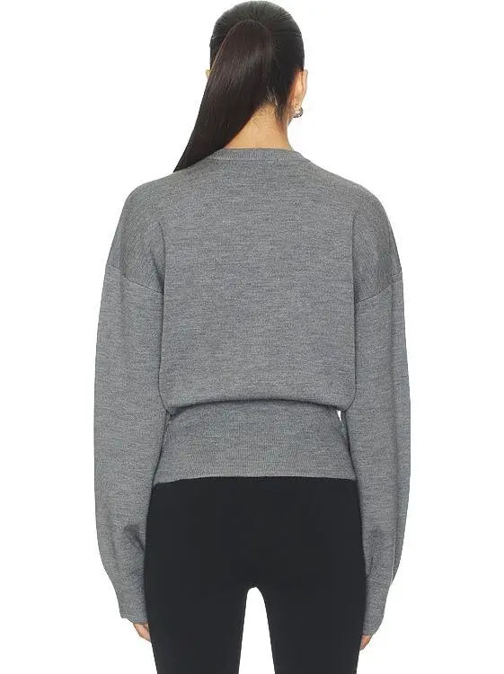 EAVES Carlie Double Faced Blouson Crewneck In . Also - Grey