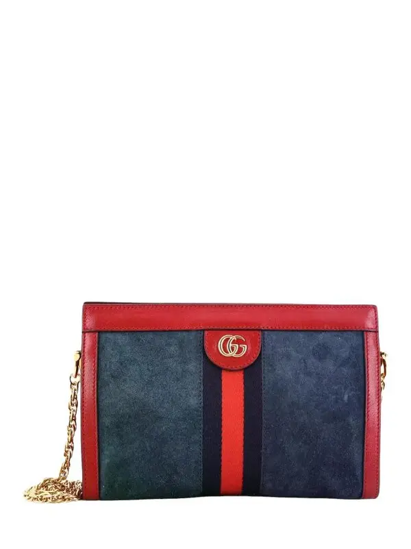 Gucci Ophidia Chain Suede Small Shoulder Bag - Blue