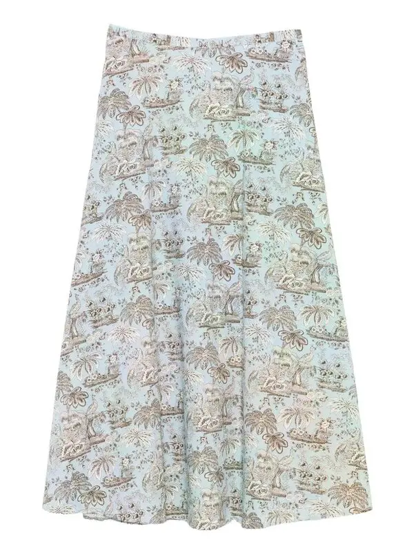 Staud Axel Printed Skirt - Blue