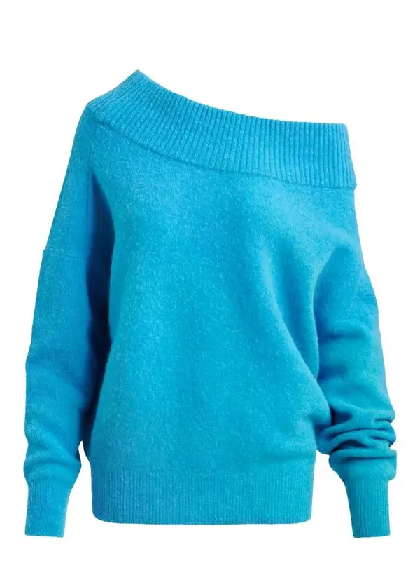 Essentiel Antwerp Off-shoulder Ribbed Sweater - Blue
