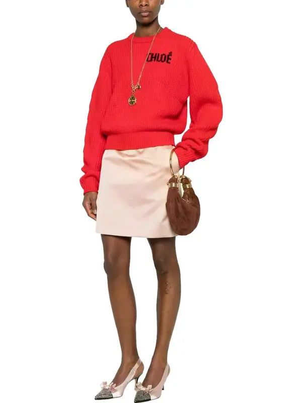 Chloé Logo Long-sleeved Sweater - Red