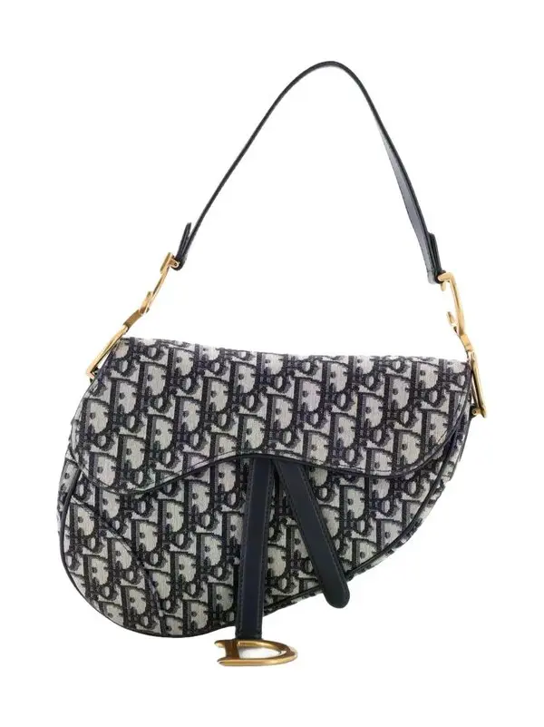 Dior Saddle Oblique Canvas Medium Shoulder Bag - Blue