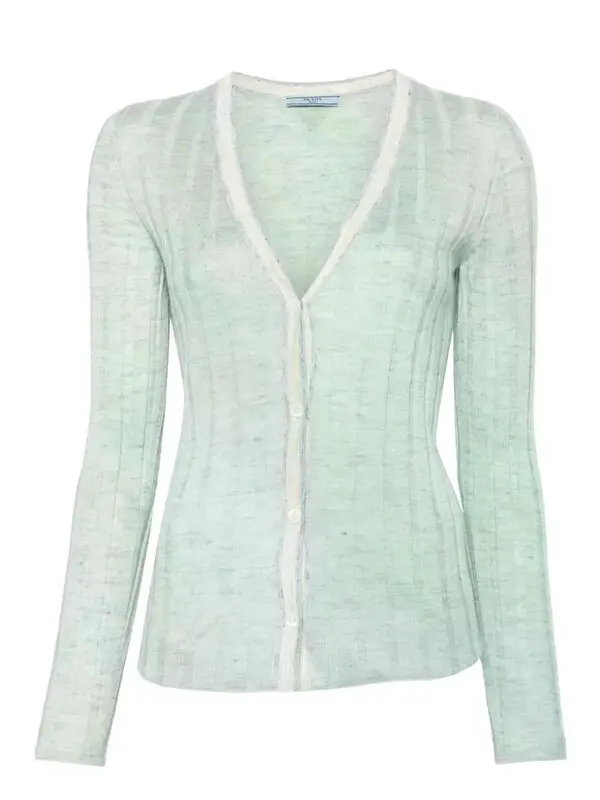 Prada Ribbed Cardigan - Green