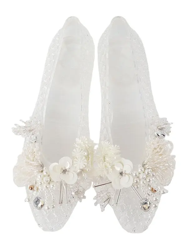 HEAVENLY JELLY Embellished Jelly Flats - Clear