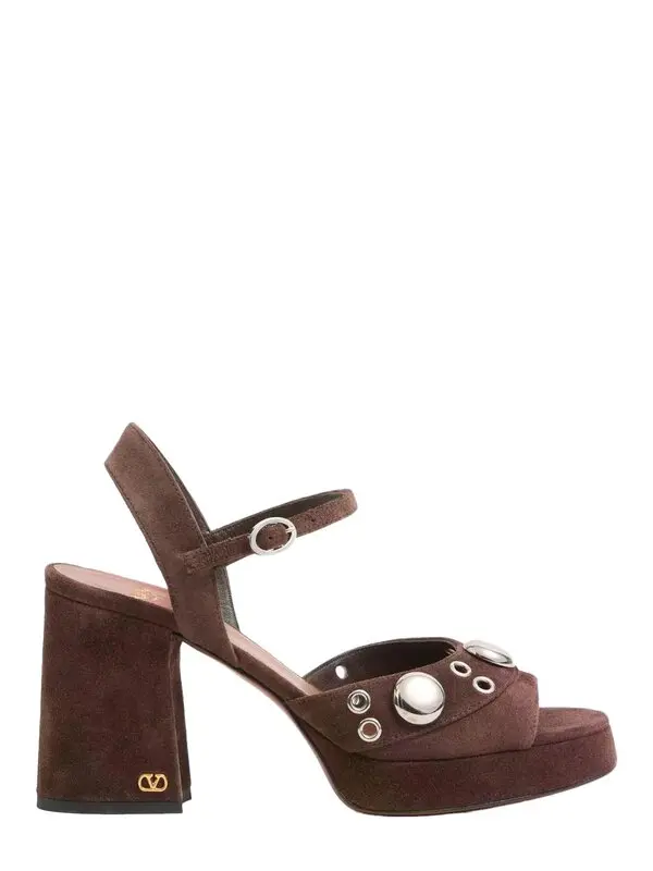 Valentino Garavani Nellcôte Platform Sandals In Split Leather 90mm - Brown