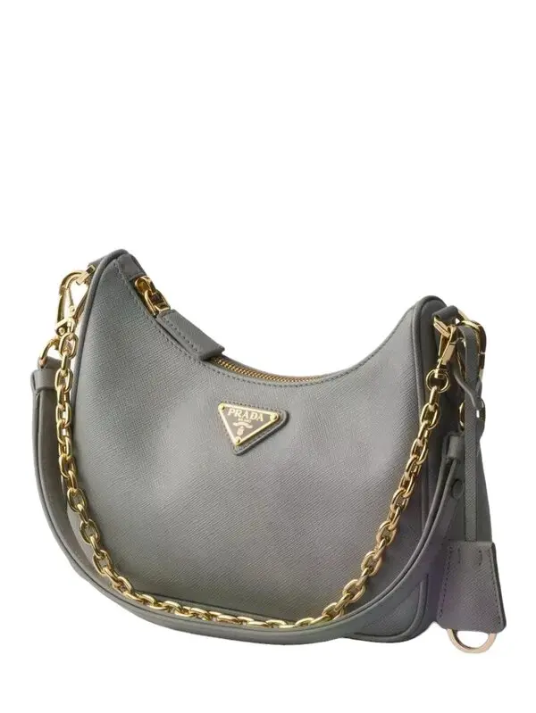 Prada Mini Re-edition Saffiano Leather Shoulder Bag With Chain Strap - Grey