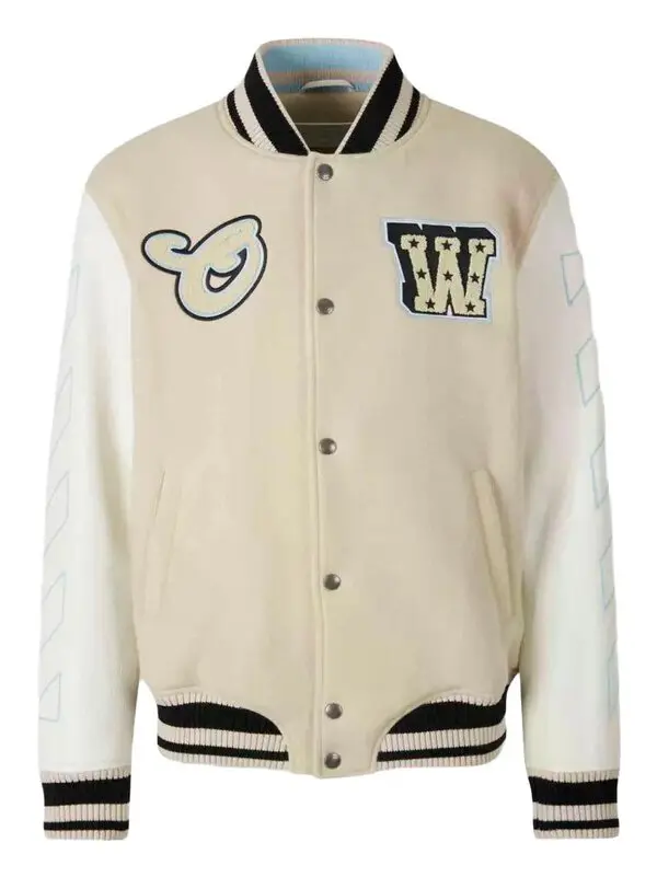 Off-White Logo Patch Bomber Jacket - Neutrals