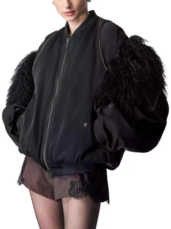 ARTICLE TEN Shearling-panel Bomber Jacket - Black