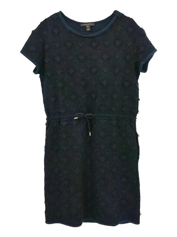 LOUIS VUITTON 2010s Logo-pattern Mini Dress - Blue
