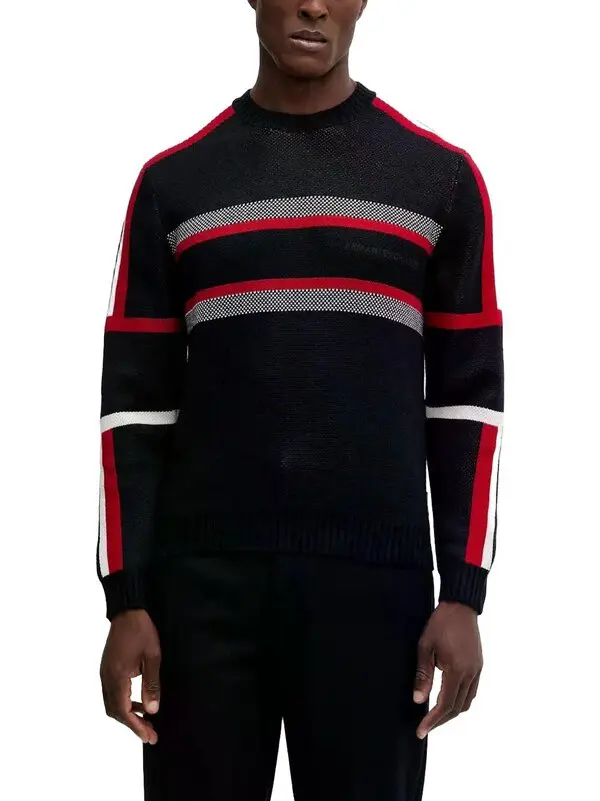 Armani Exchange Striped Crew Neck Sweater - Black