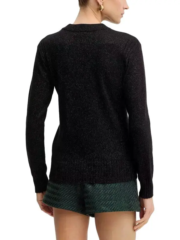 Armani Exchange Round Neck Sweater With Ribbed Trims - Black