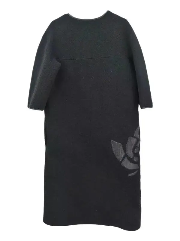 Bottega Veneta 1990-2000s Leather-appliqué Collarless Coat - Black