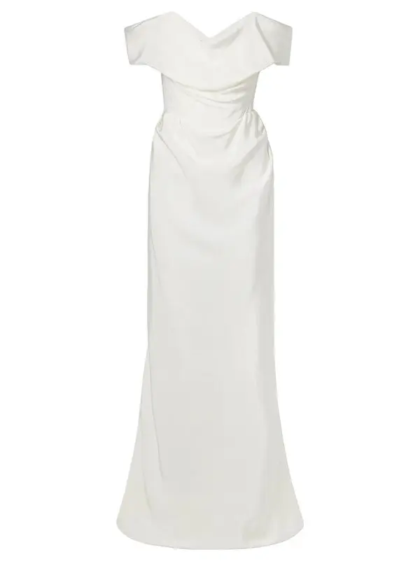 VIVIENNE WESTWOOD Nova Cocotte Off-the-shoulder Draped Silk-crepe Gown - White