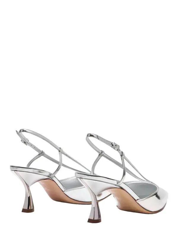Casadei Mirrored Finish Buckled Slingback Pumps - Silver