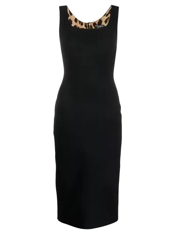 Dolce & Gabbana Square Neck Midi Dress - Black