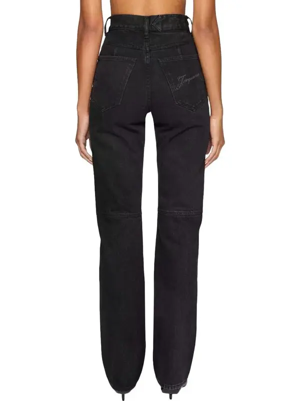 Jacquemus Le De-nimes Droit Logo Detail Seams Jeans - Black