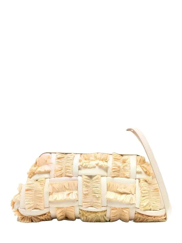 THEMOIRE Bios Fringed-detail Clutch Bag - Neutrals