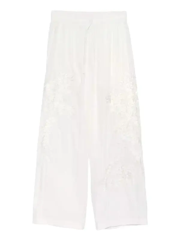 P.a.r.o.s.h Embroidered Wide-leg Trousers - White
