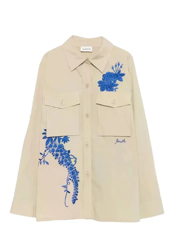 P.a.r.o.s.h Embroidered Chest Pocket Shirt - Neutrals