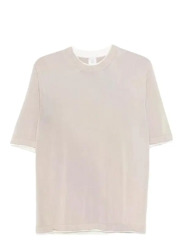 Eleventy Round Neck Trim Sweater - Neutrals
