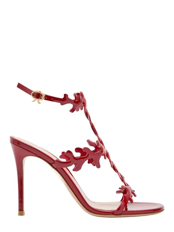 GIANVITO ROSSI Glossed Nappa Coral-design Sandals - Red