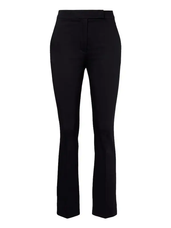 Max Mara Cropped Slim Cotton-blend Pants - Black
