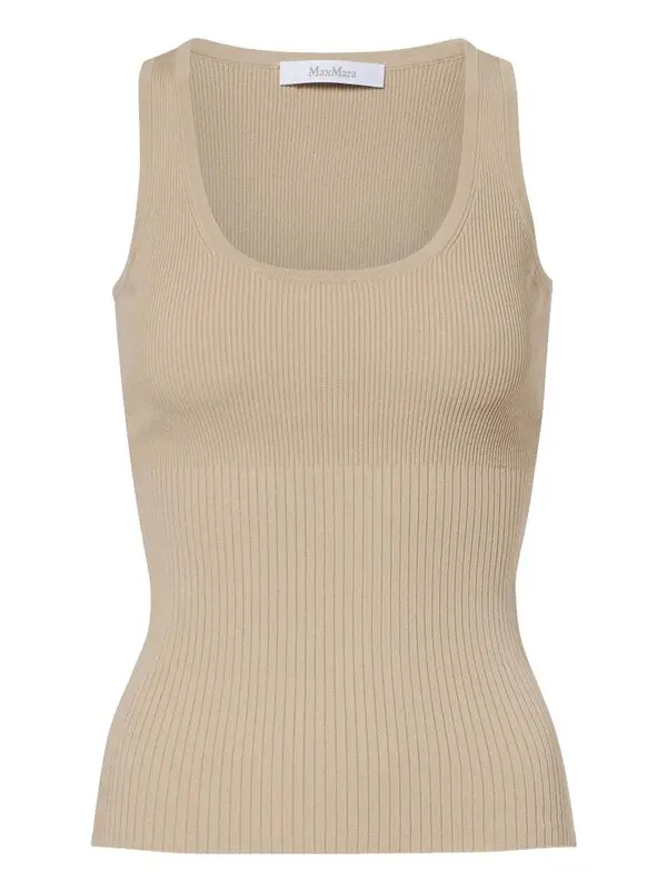 Max Mara Ribbed Knit Tank Top - Beige