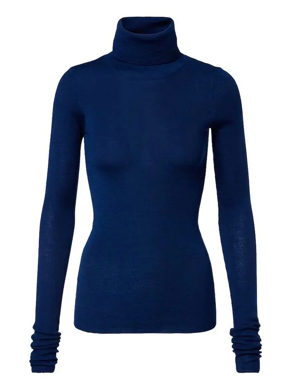 THE FRANKIE SHOP Utica Wool And Cotton Turtleneck Sweater - Blue