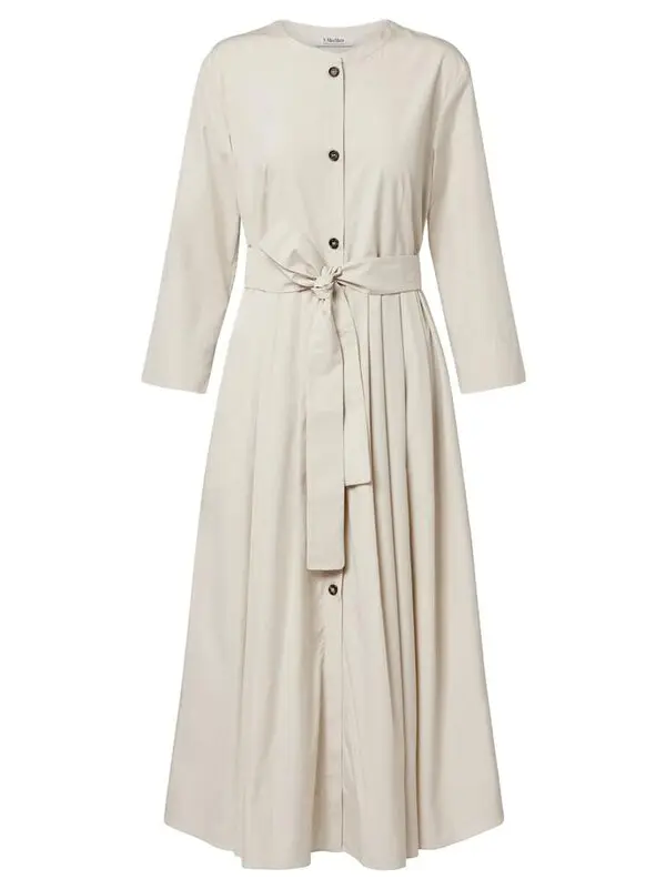 Max Mara Giorno Belted Cotton Shirt Dress - White