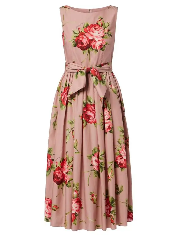 Dolce & Gabbana Floral Belted Midi Dress - Pink