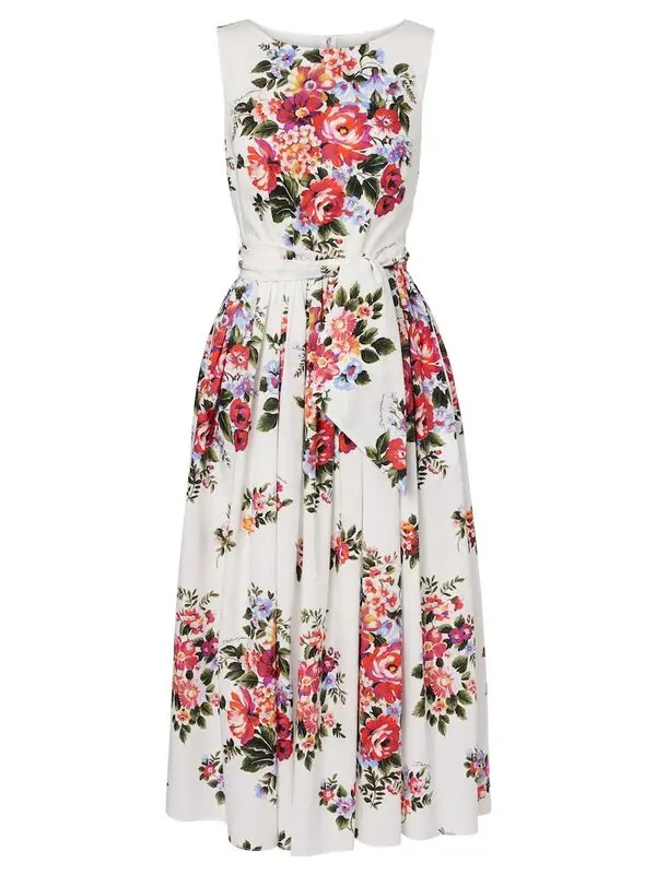 Dolce & Gabbana Floral Cotton Midi Dress - White