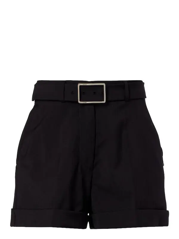 Sportmax Belted Virgin Wool Shorts - Black
