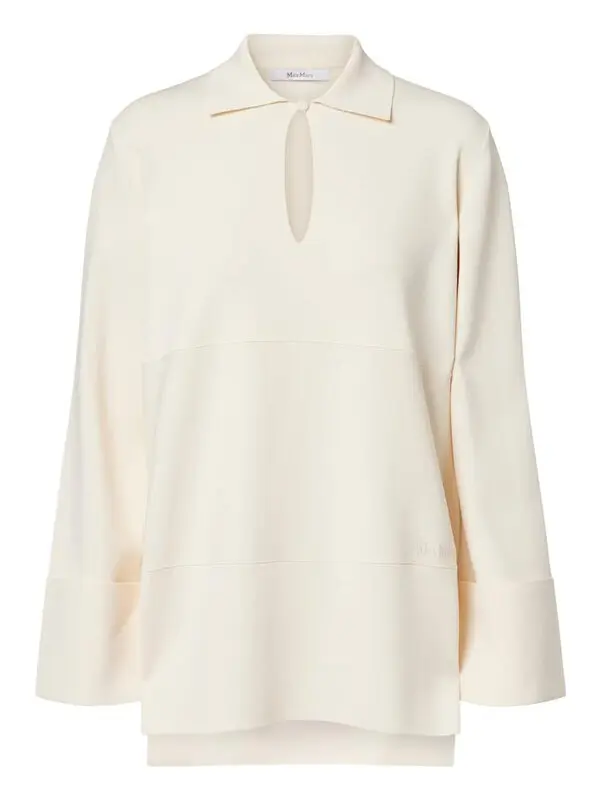 Max Mara Polo Collar Jersey Top - White