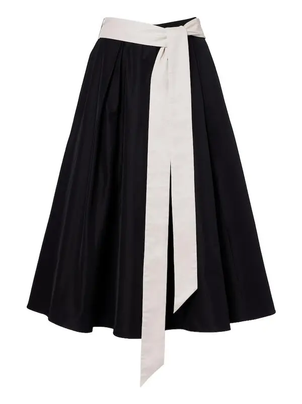 Max Mara Baschi Pleated Cotton-blend Midi Skirt - Black