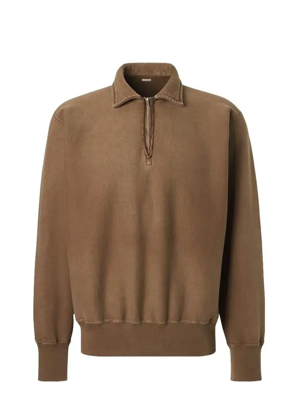 A.PRESSE Cotton Fleece Half-zip Sweatshirt - Brown
