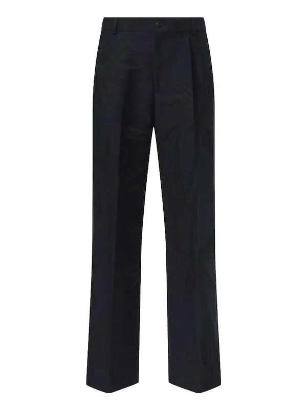 Dries Van Noten Floral Cotton-blend Straight Leg Trousers - Blue
