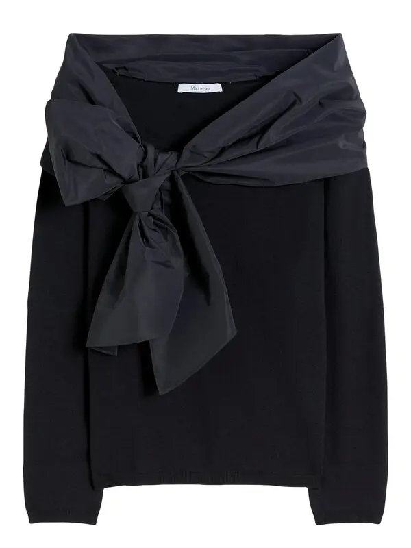 Max Mara Wool-blend Bow-detail Top - Blue