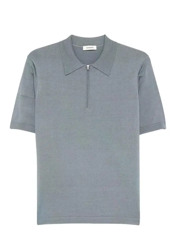 Sandro Knitted Polo With Zip Collar - Grey