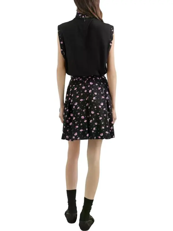 Dolce & Gabbana Floral Print Pleated Mini Skirt - Black
