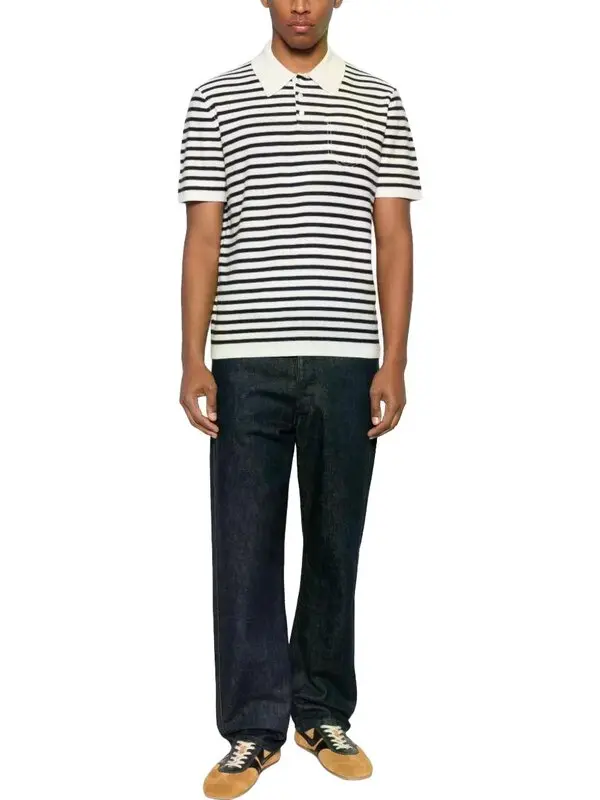A.p.c. Striped Pocket Polo Shirt - Neutrals