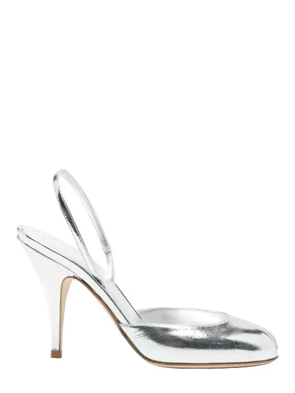 3JUIN Slingback Stiletto Heel Sandals - Silver