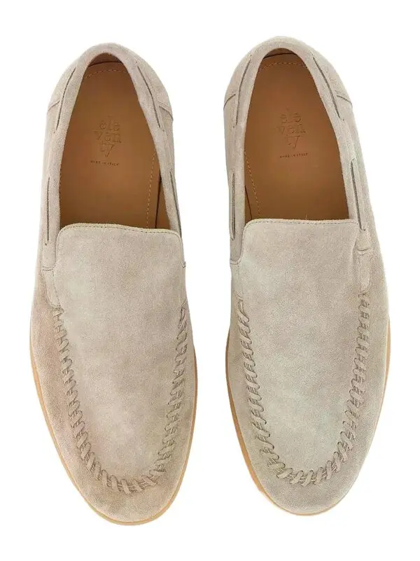 Eleventy Stitched Suede Loafers - Neutrals