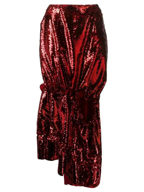 Simone Rocha Sequin Split Seam Midi Dress - Red