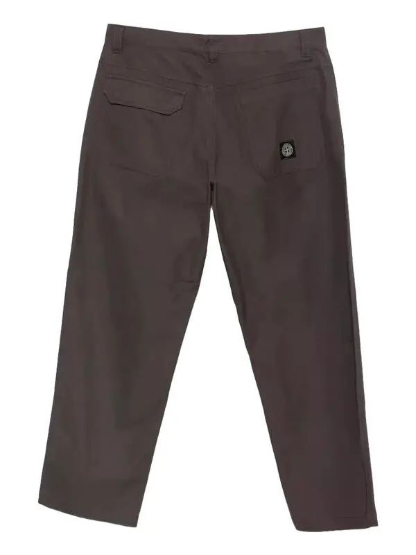 Stone Island Logo Patch Cotton Canvas Trousers - Grey