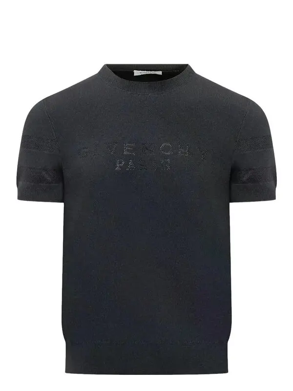 Givenchy Short-sleeved Textured Panel Sweater - Blue