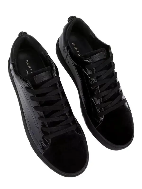 Kurt Geiger Croc Embossed Lace-up Sneakers - Black