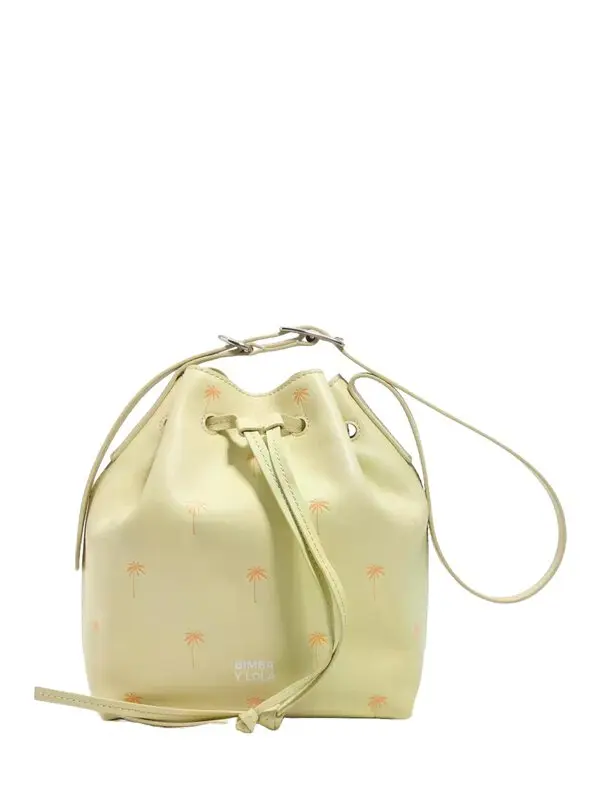 Bimba Y Lola Large Palm Tree Print Drawstring Bucket Bag - Neutrals