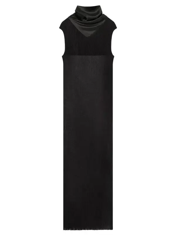 LANVIN Ribbed Scarf-neck Midi Dress - Black