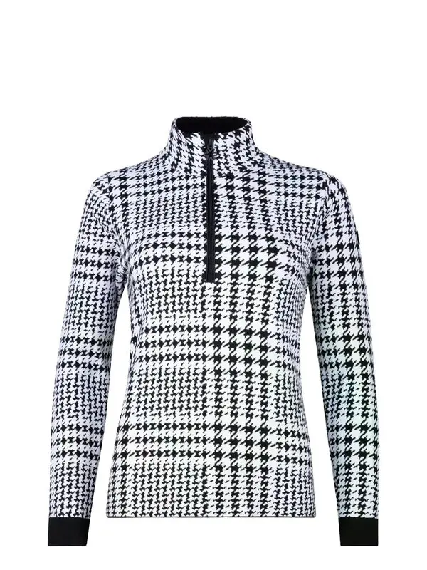 NEWLAND Madonna Di Campiglio Houndstooth Half-zip Top - White