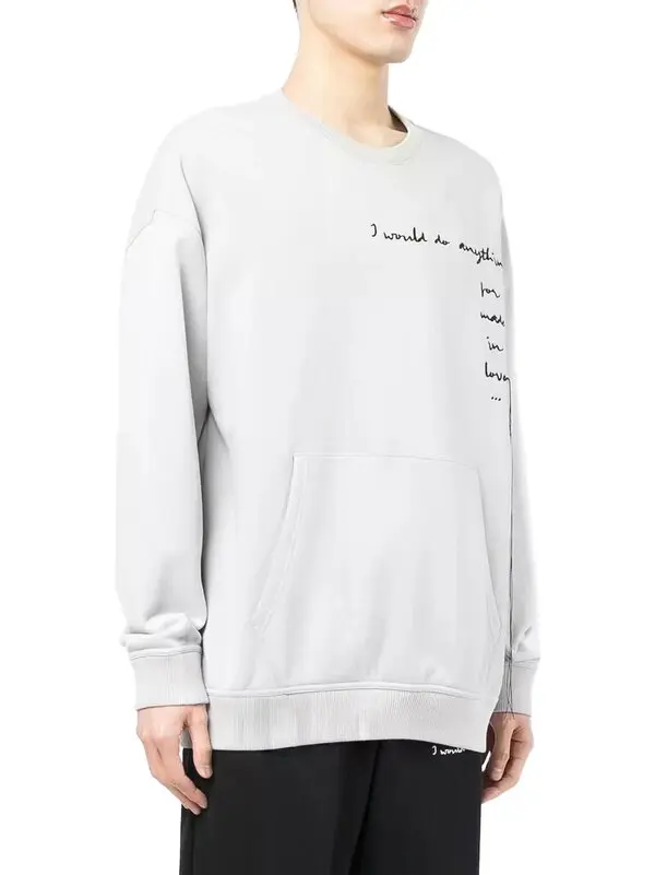 PORTS V Slogan Print Crew Neck Sweatshirt - Grey